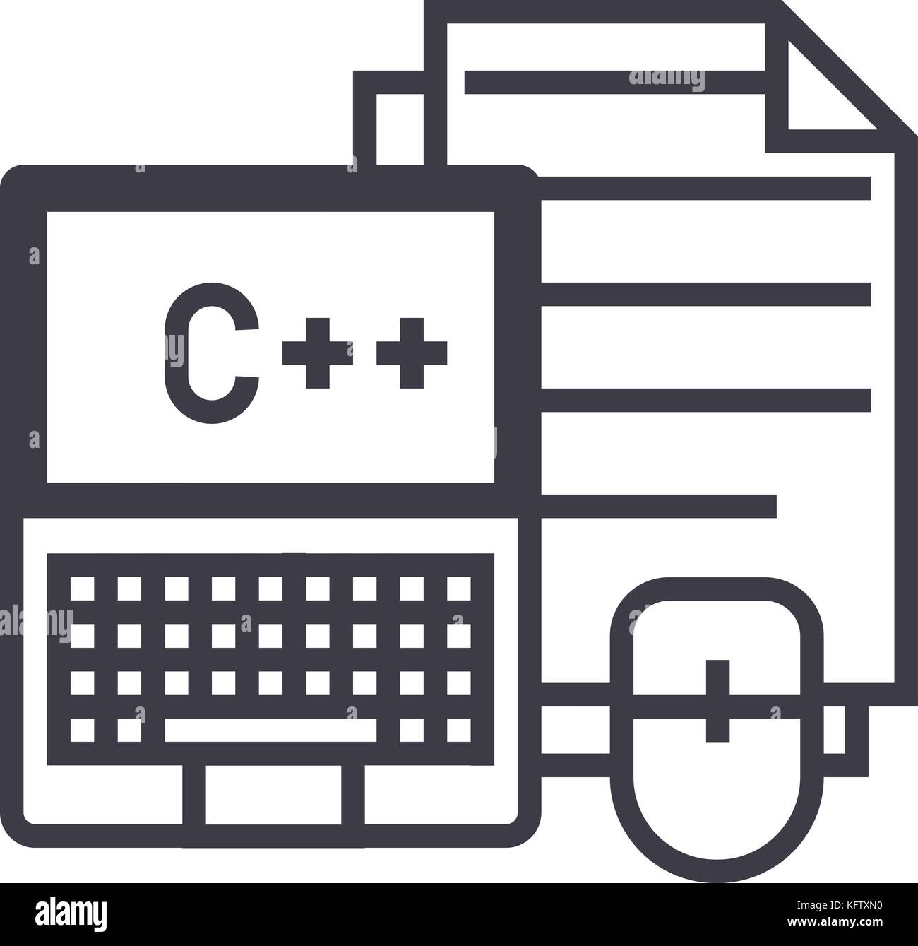 programming,coding,notebook, mouse, docs vector line icon, sign ...