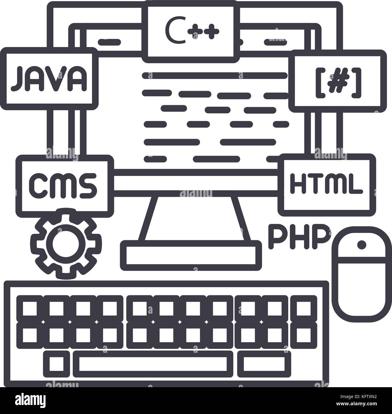 Programmingcodingwed Developer Vector Line Icon Sign Illustration On Background Editable