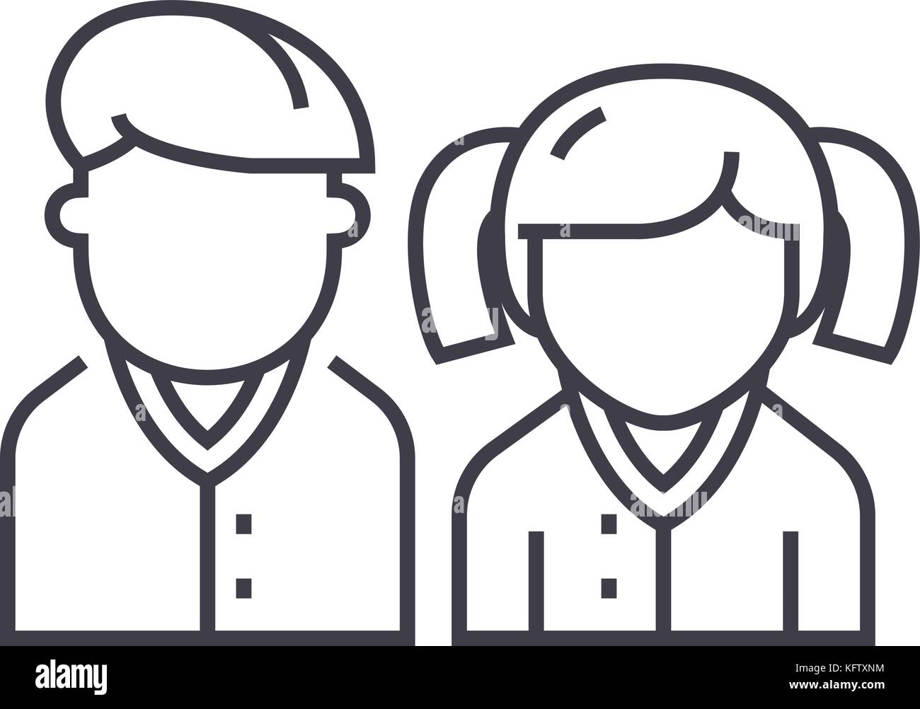 pupils,students,scholar vector line icon, sign, illustration on ...