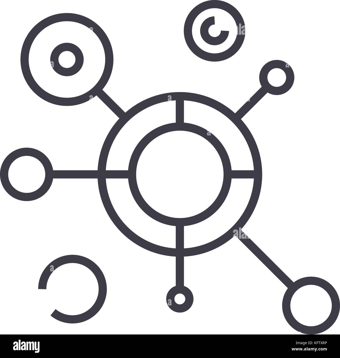 rounded diagram vector line icon, sign, illustration on background ...
