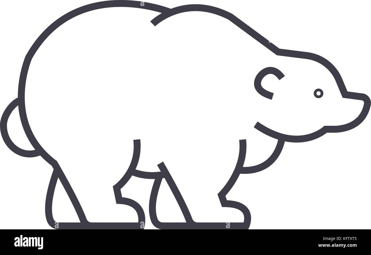 russian bear vector line icon, sign, illustration on background ...