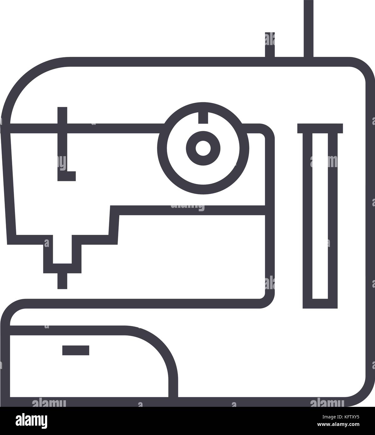 Sewing Machine Vector Line Icon Sign Illustration On Background