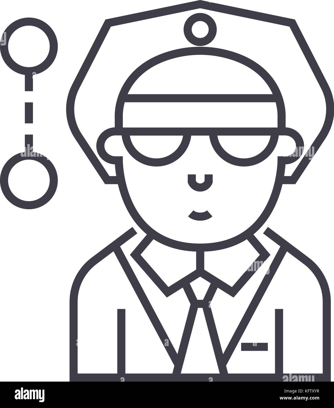 sheriff, policeman vector line icon, sign, illustration on background ...