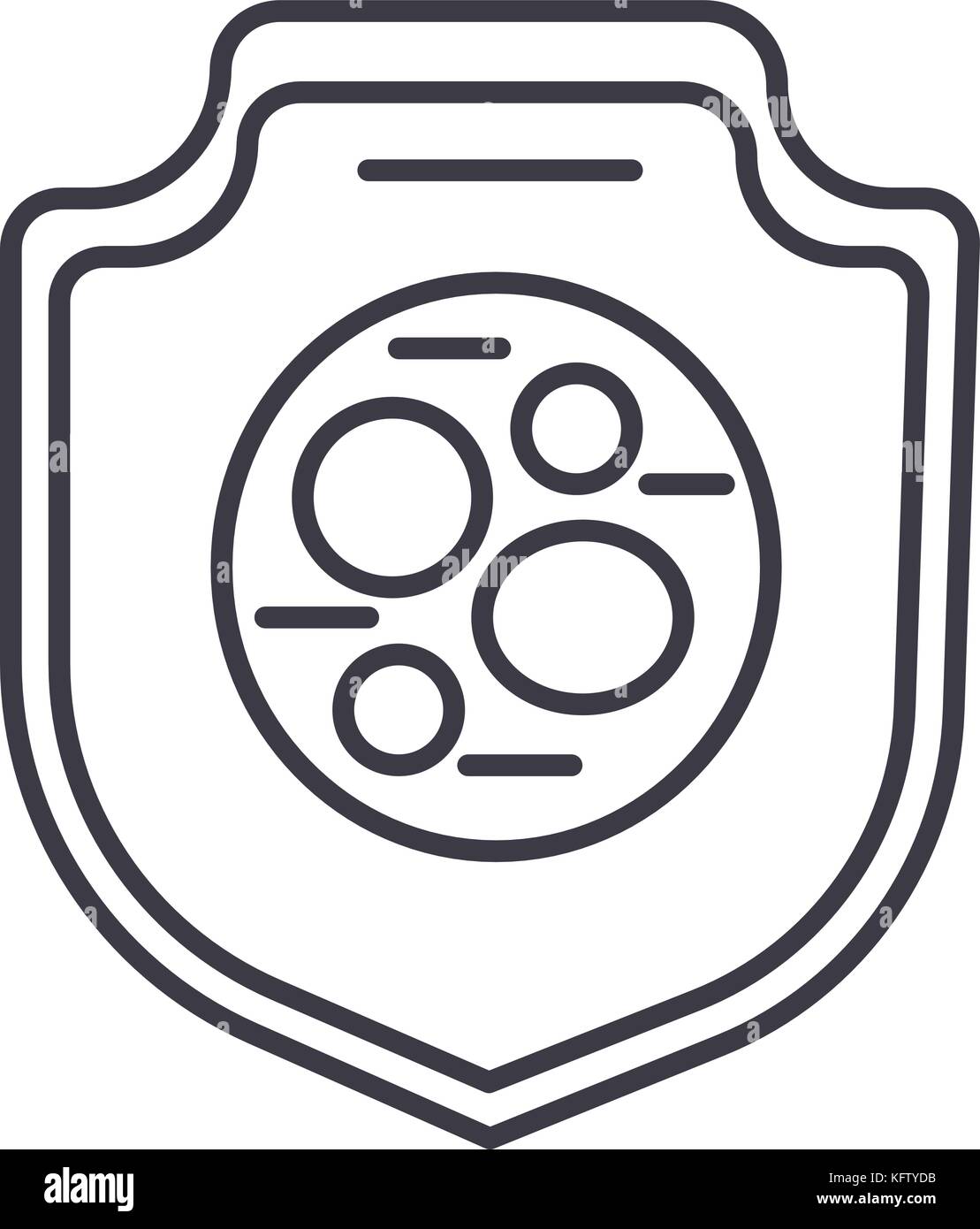 protection from bacteria,safety shield vector line icon, sign ...