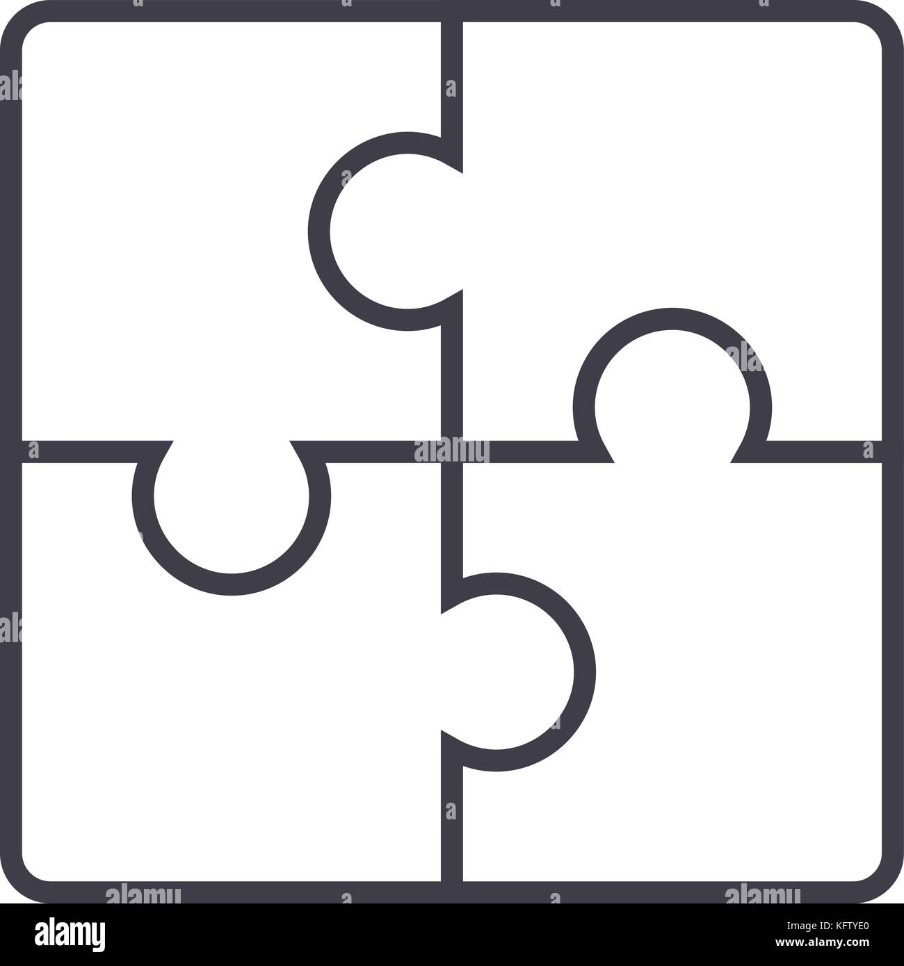 puzzle vector line icon, sign, illustration on background, editable ...