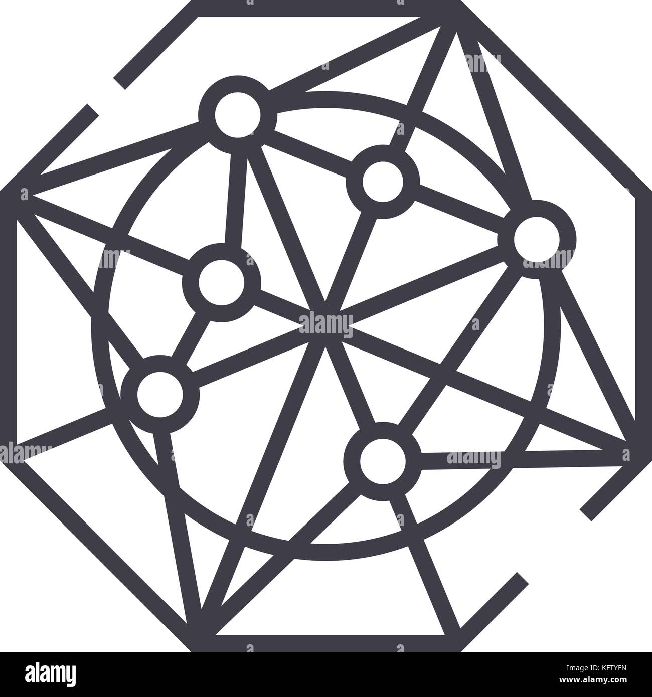 radar charts vector line icon, sign, illustration on background ...