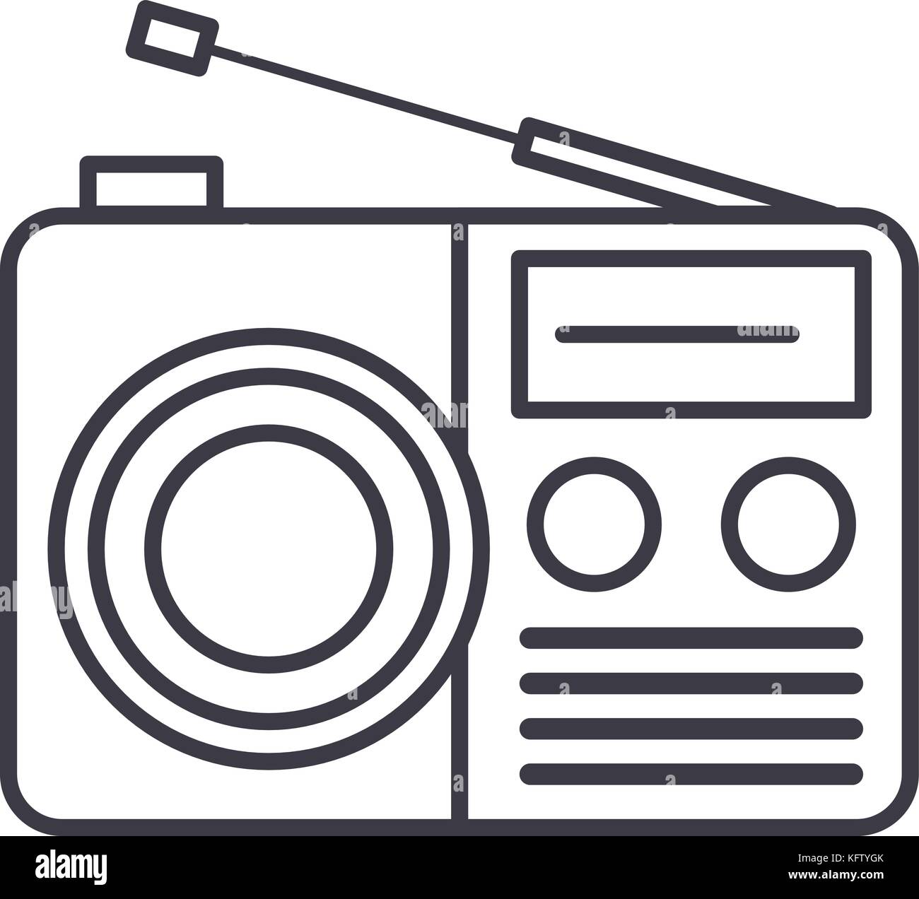 radio reciever sign vector line icon, sign, illustration on background ...