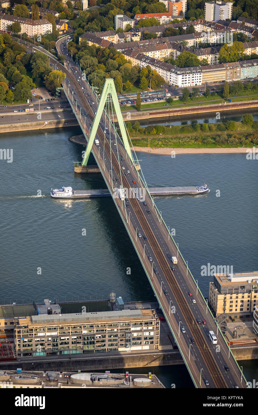 Severin bridge with rhine and frachschiff hi-res stock photography and ...