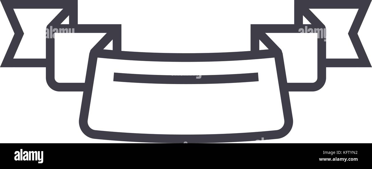 ribbon with 3 corners vector line icon, sign, illustration on ...