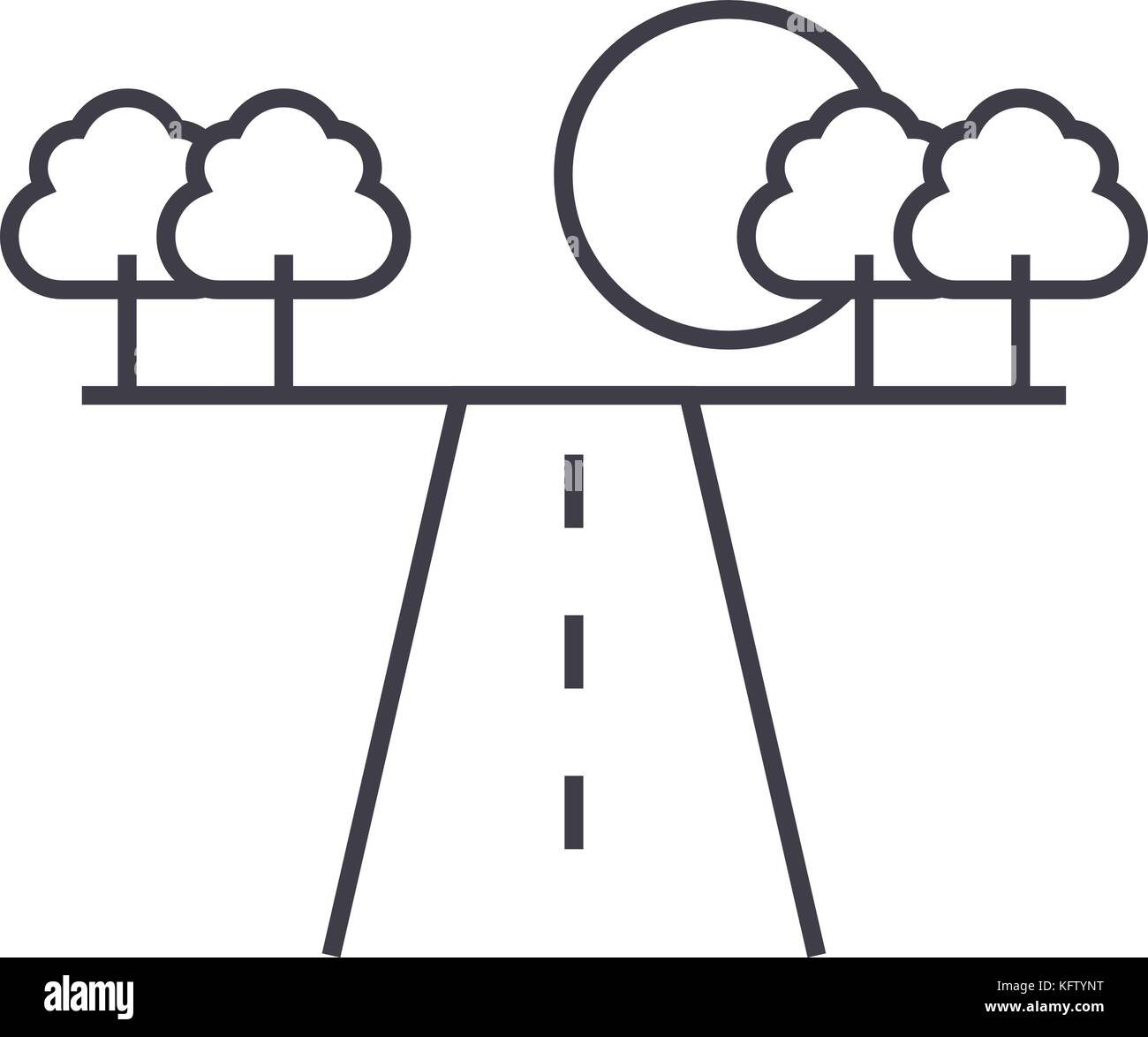 road in horizont vector line icon, sign, illustration on background ...