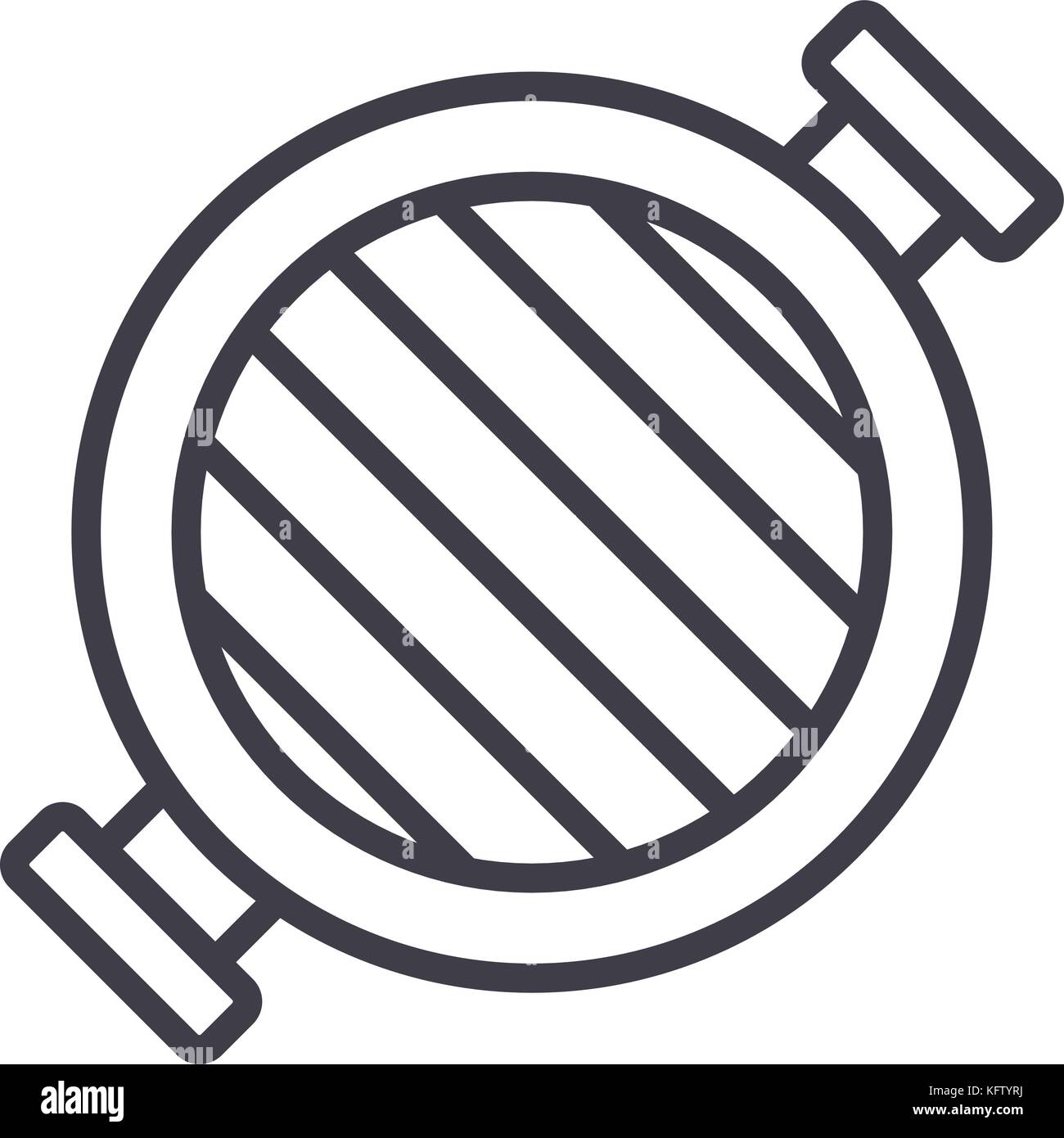 round grill vector line icon, sign, illustration on background ...