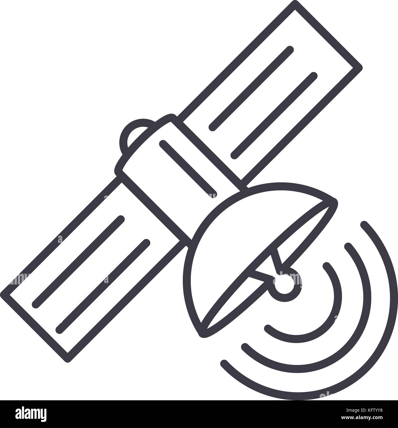 satellite vector line icon, sign, illustration on background, editable ...