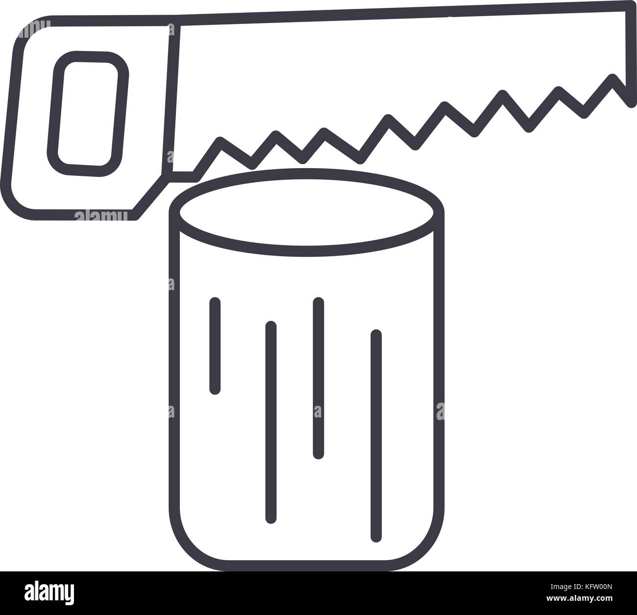 saw log,chainsaw vector line icon, sign, illustration on background ...