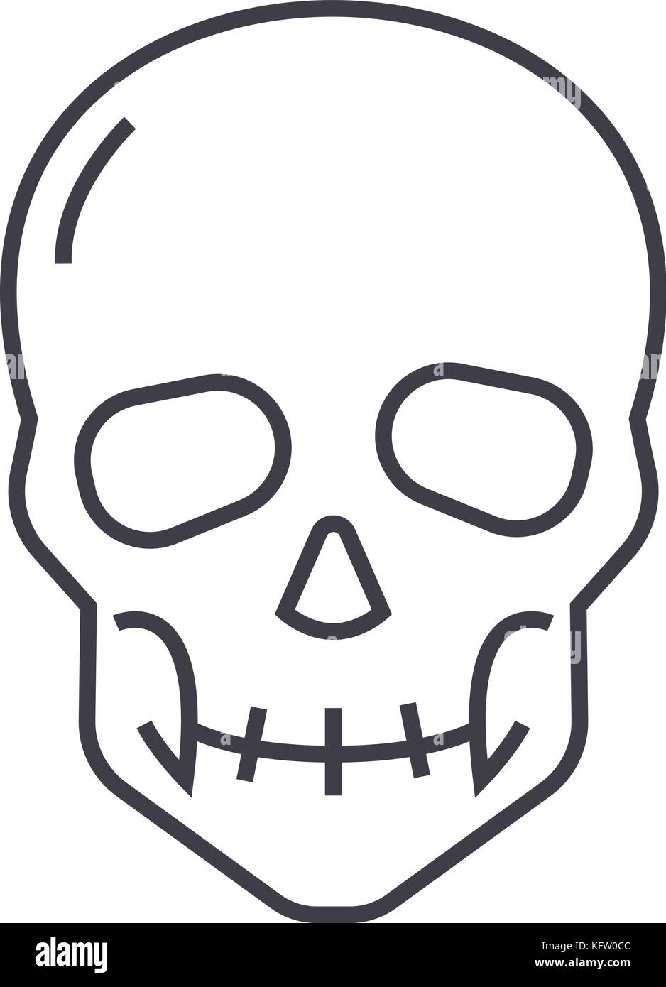 skull vector line icon, sign, illustration on background, editable ...