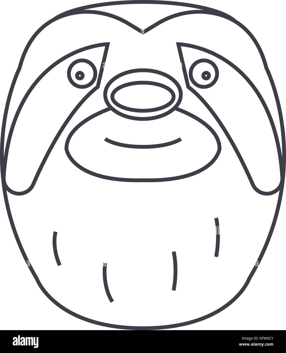 sloth head vector line icon, sign, illustration on background, editable ...