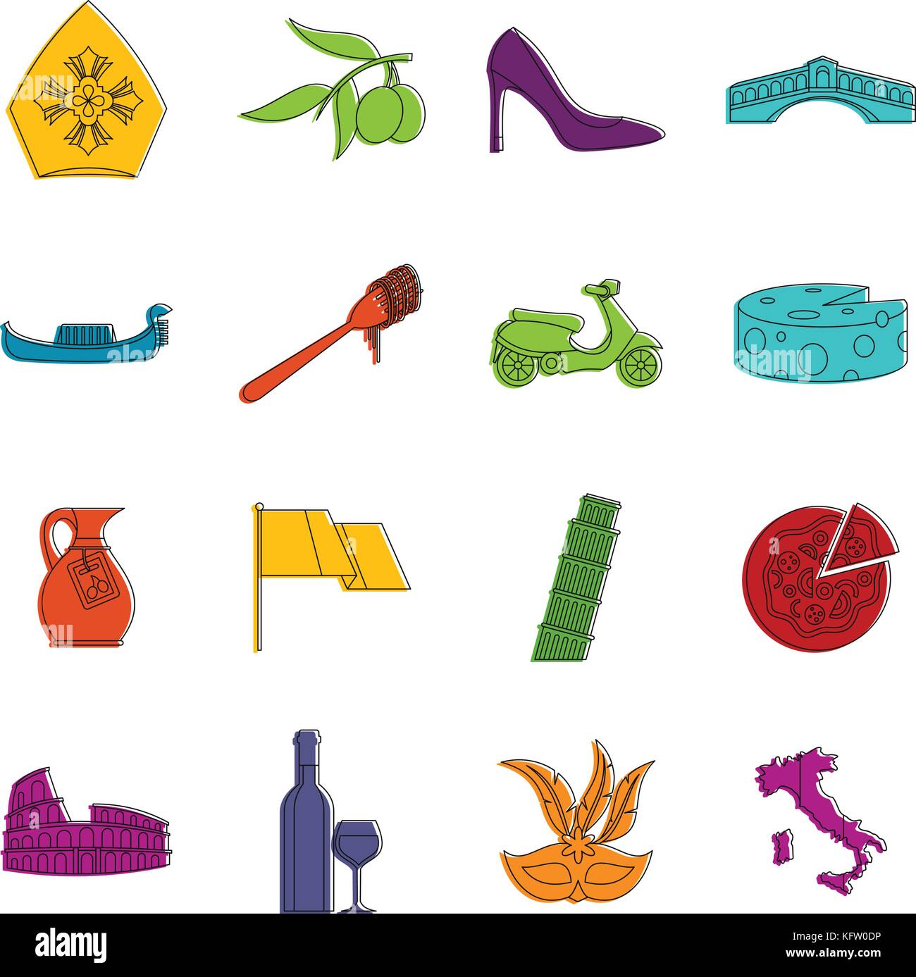Italia icons doodle set Stock Vector Image & Art - Alamy