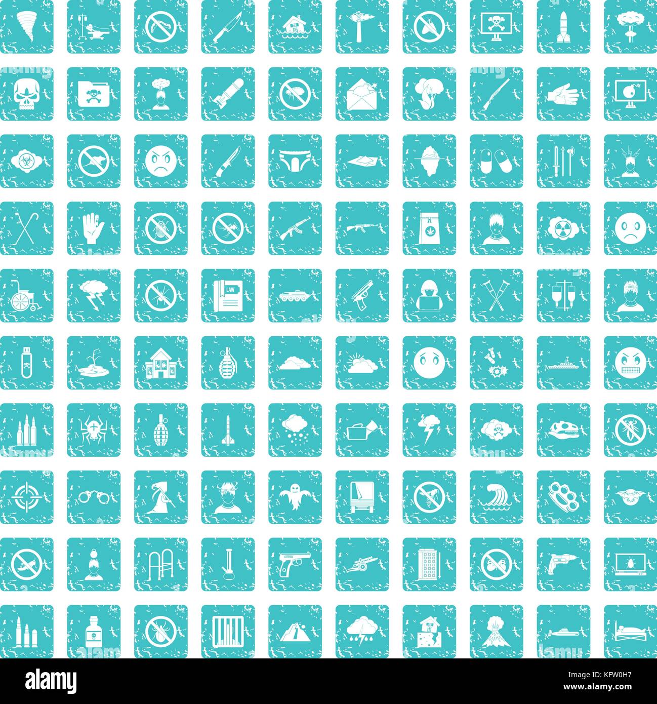 100 tension icons set grunge blue Stock Vector Image & Art - Alamy