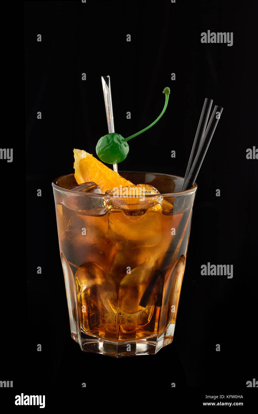 Cocktail on black background Stock Photo - Alamy