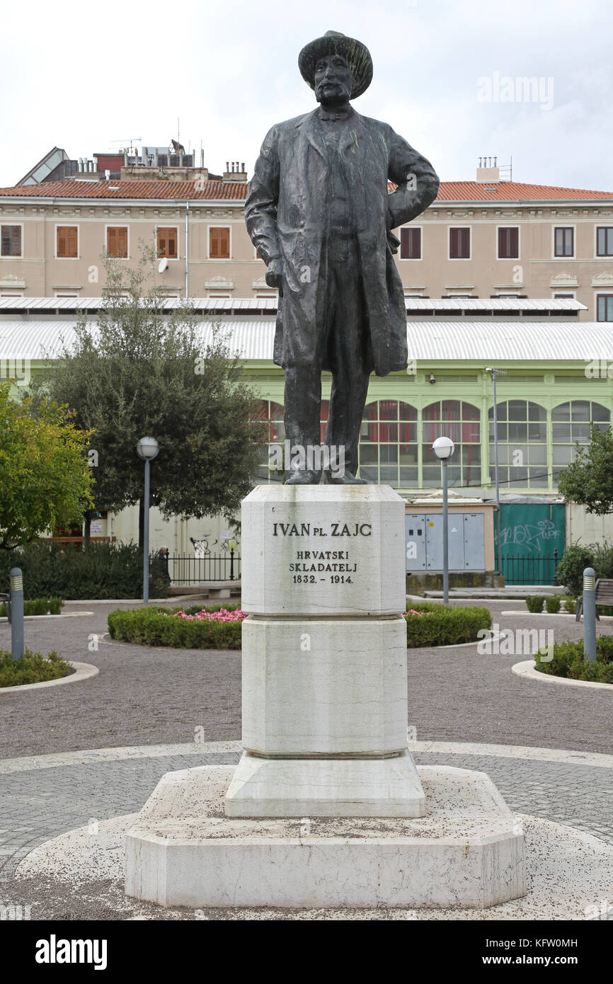 RIJEKA, CROATIA - OCTOBER 17: Ivan Zajc Statue in Rijeka on OCTOBER 17 ...
