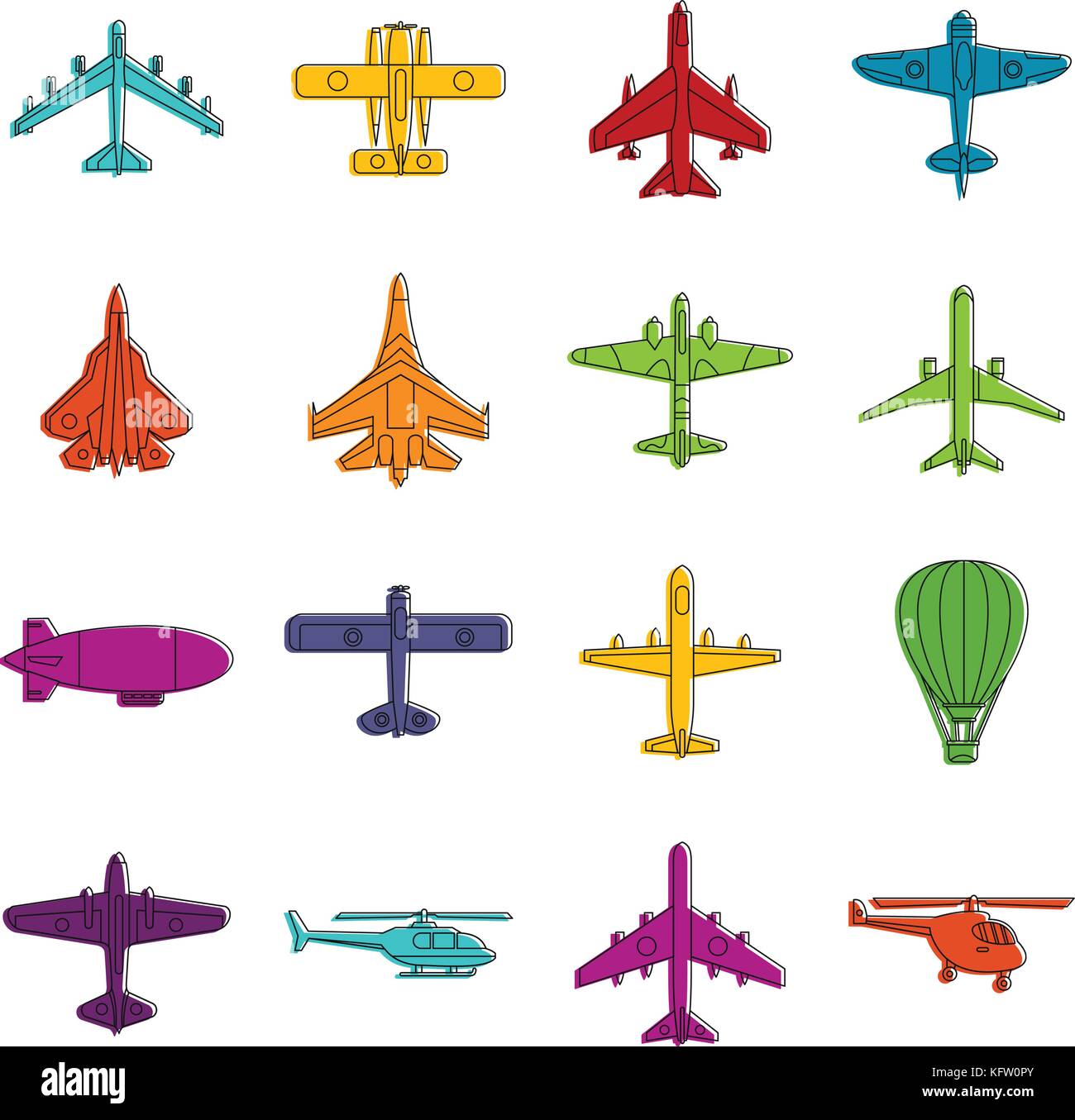 Aviation icons doodle set Stock Vector Image & Art - Alamy