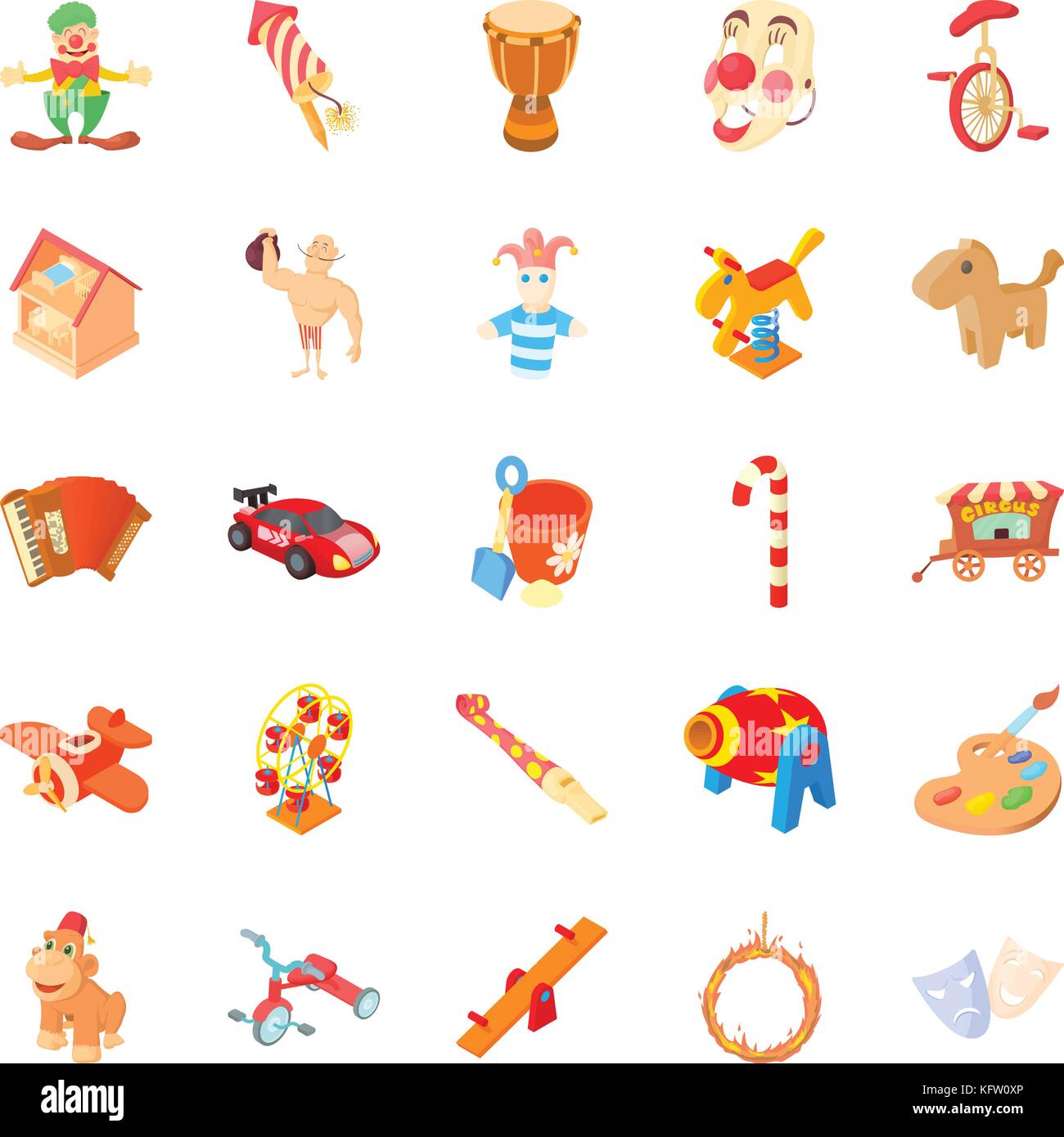 Wooden toy icons set, cartoon style Stock Vector Image & Art - Alamy
