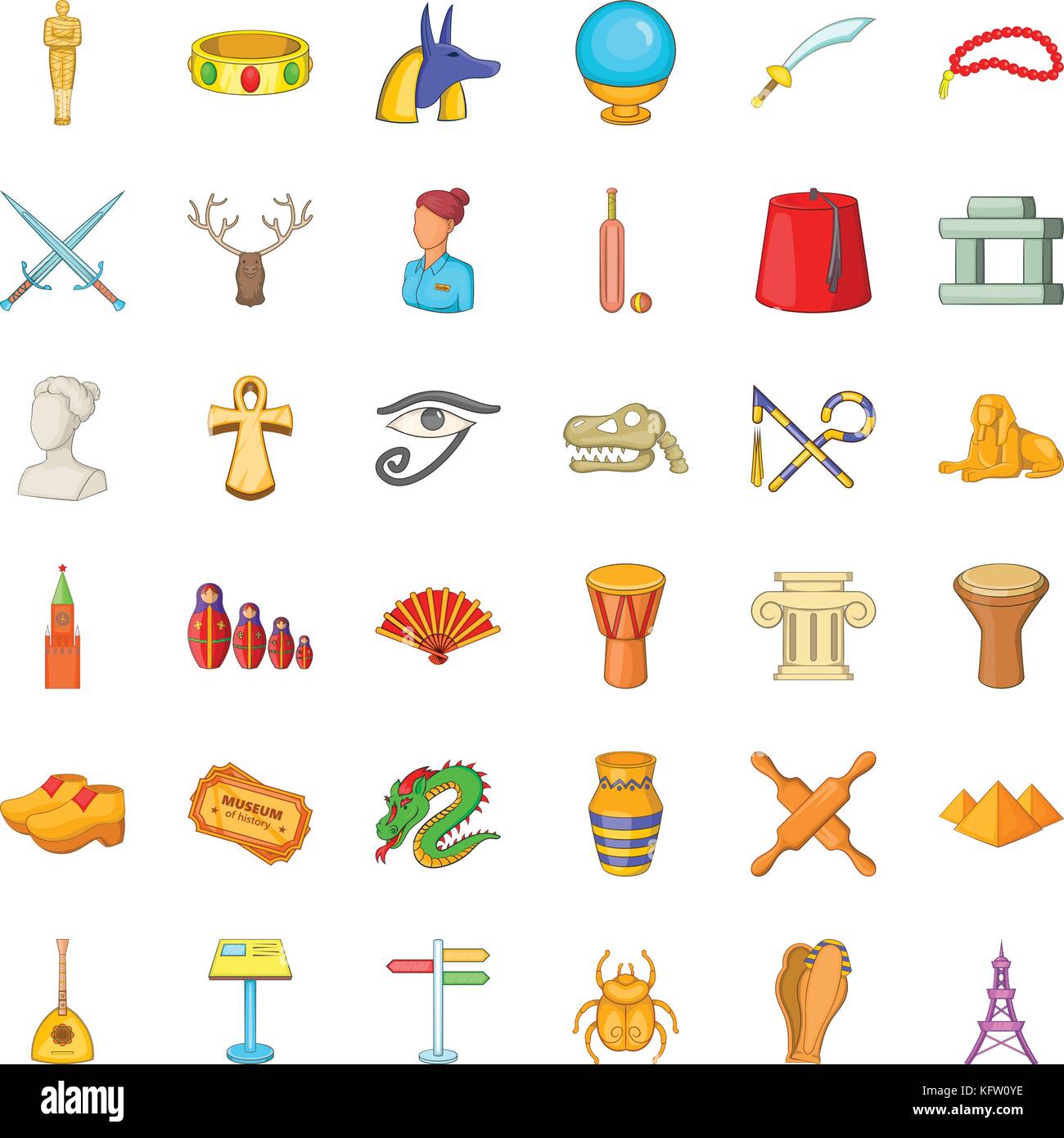 History museum icons set, cartoon style Stock Vector Image & Art - Alamy