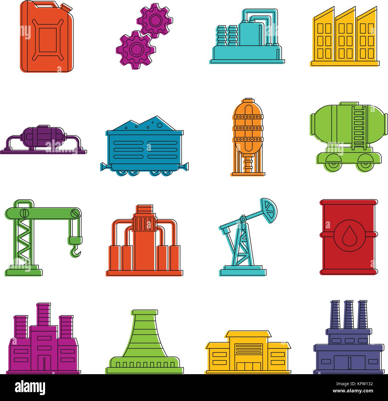 Industry icons doodle set Stock Vector Image & Art - Alamy