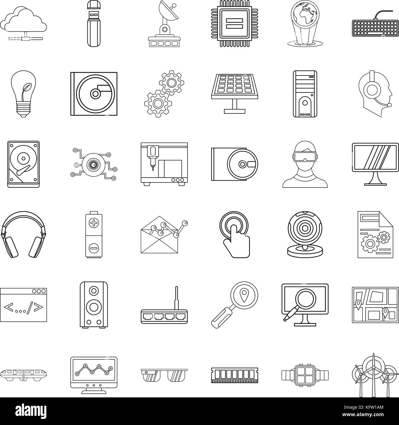 Hitech icons set, outline style Stock Vector Image & Art - Alamy