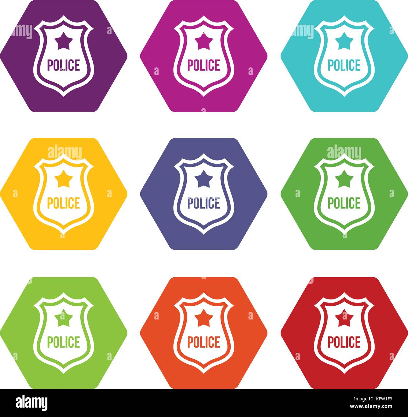 Police badge icon set color hexahedron Stock Vector Image & Art - Alamy