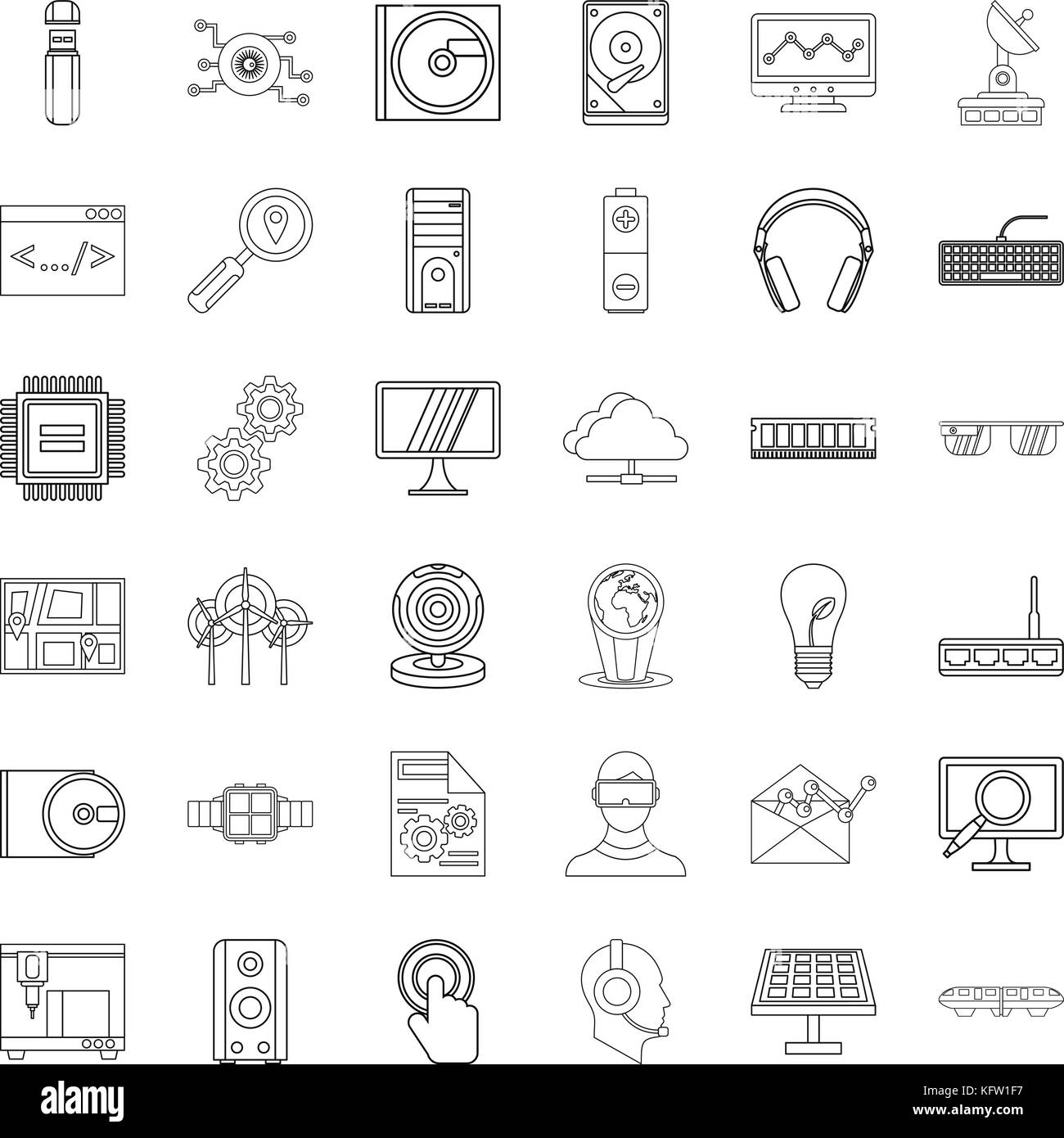 Cyber icons set, outline style Stock Vector Image & Art - Alamy