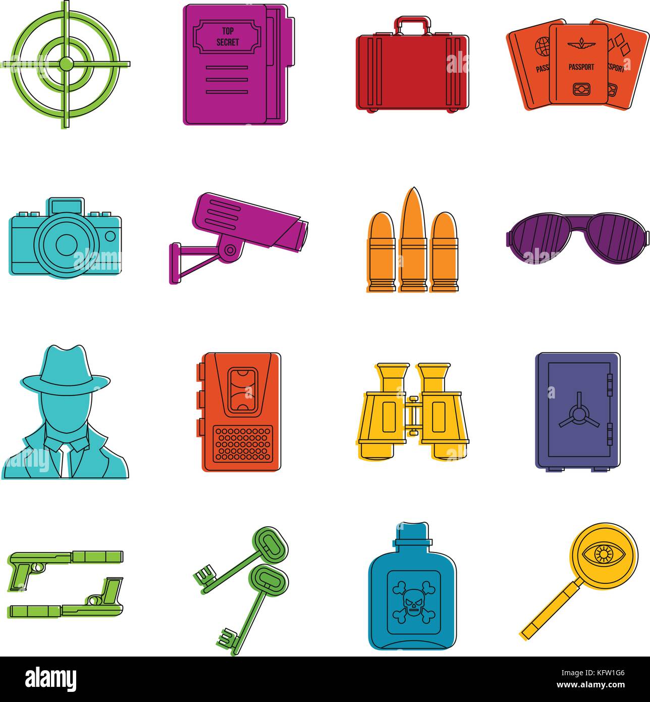 Spy tools icons doodle set Stock Vector Image & Art - Alamy
