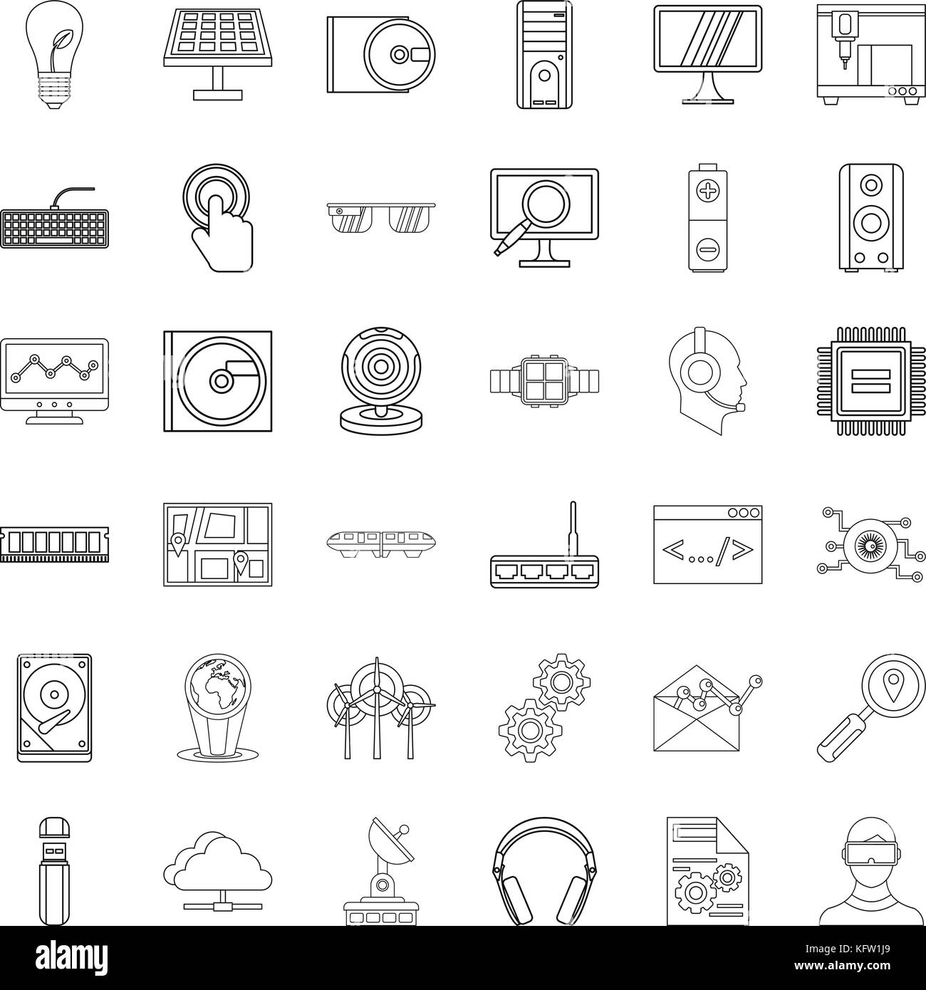 Solar battery icons set, outline style Stock Vector Image & Art - Alamy