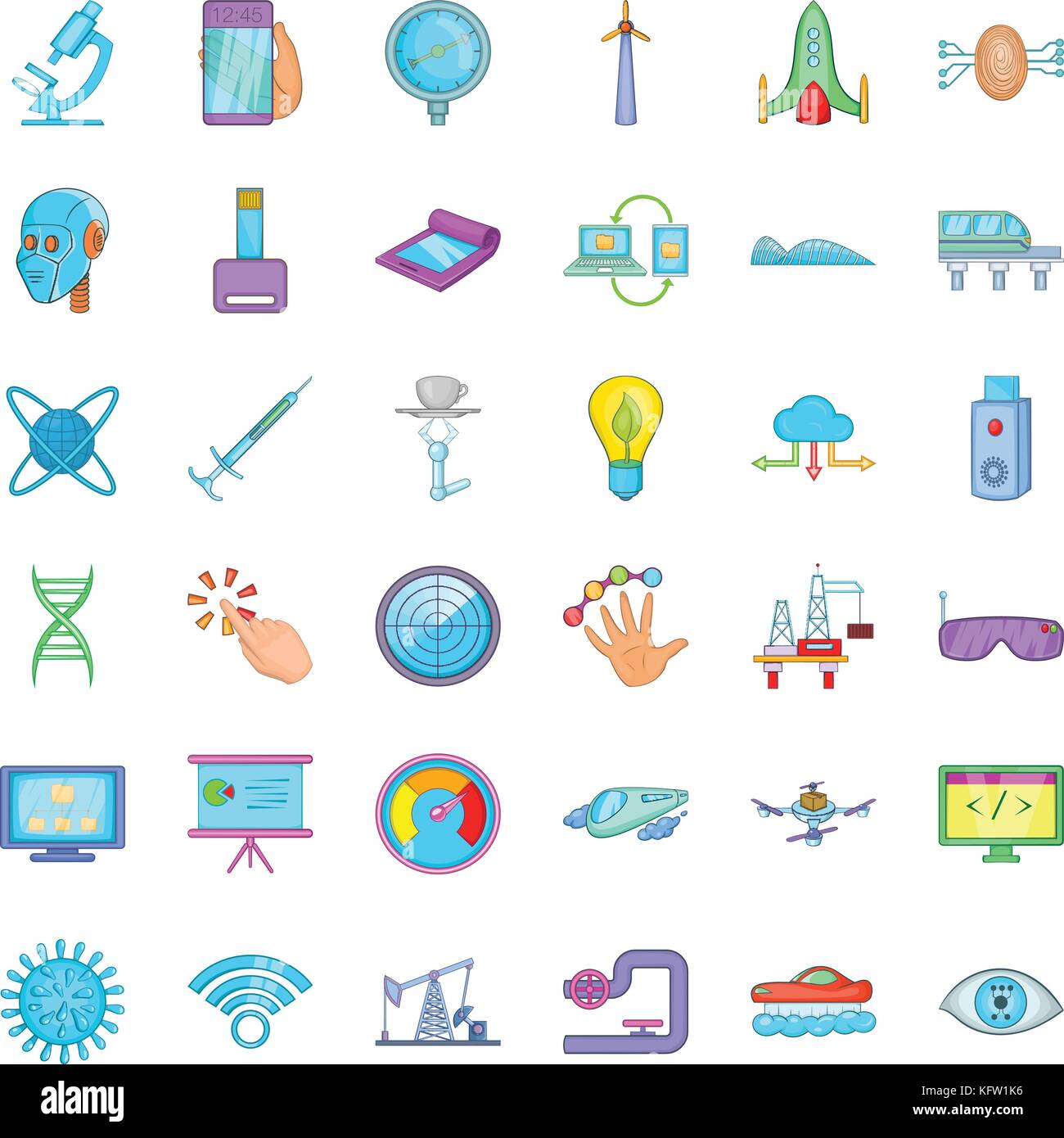 Hi tech icons set, cartoon style Stock Vector Image & Art - Alamy