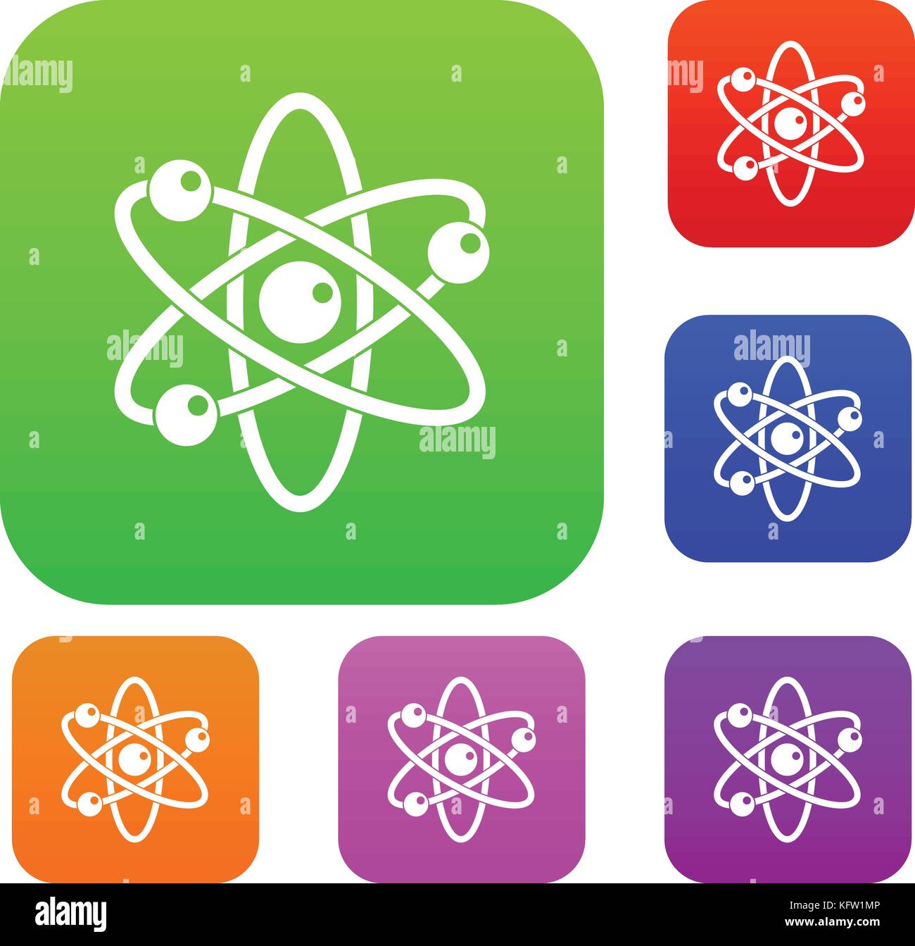 Atom with electrons set color collection Stock Vector Image & Art - Alamy