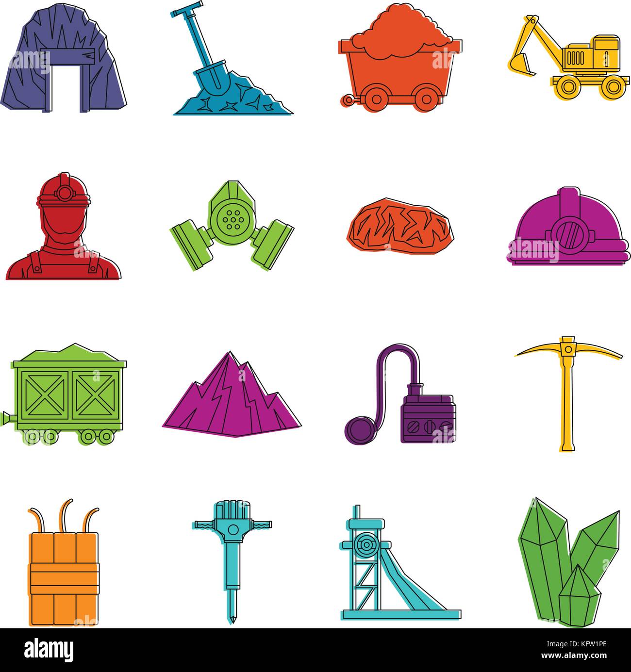 Miner icons doodle set Stock Vector Image & Art - Alamy
