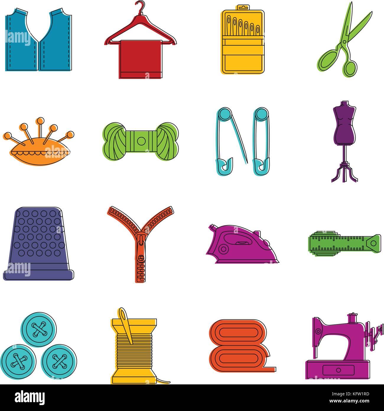 Sewing icons doodle set Stock Vector Image & Art - Alamy