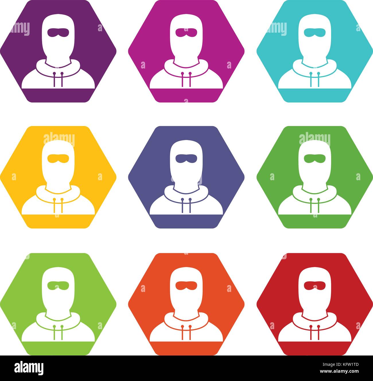 Man in balaclava icon set color hexahedron Stock Vector Image & Art - Alamy