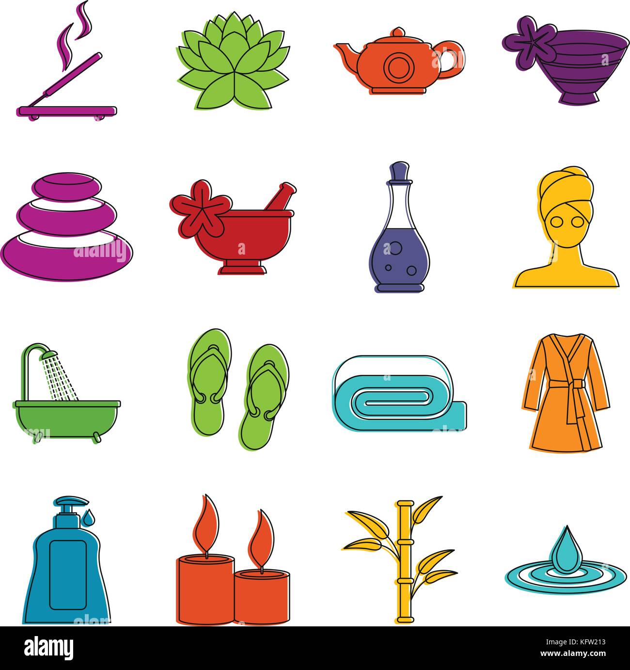 Spa treatments icons doodle set Stock Vector Image & Art - Alamy