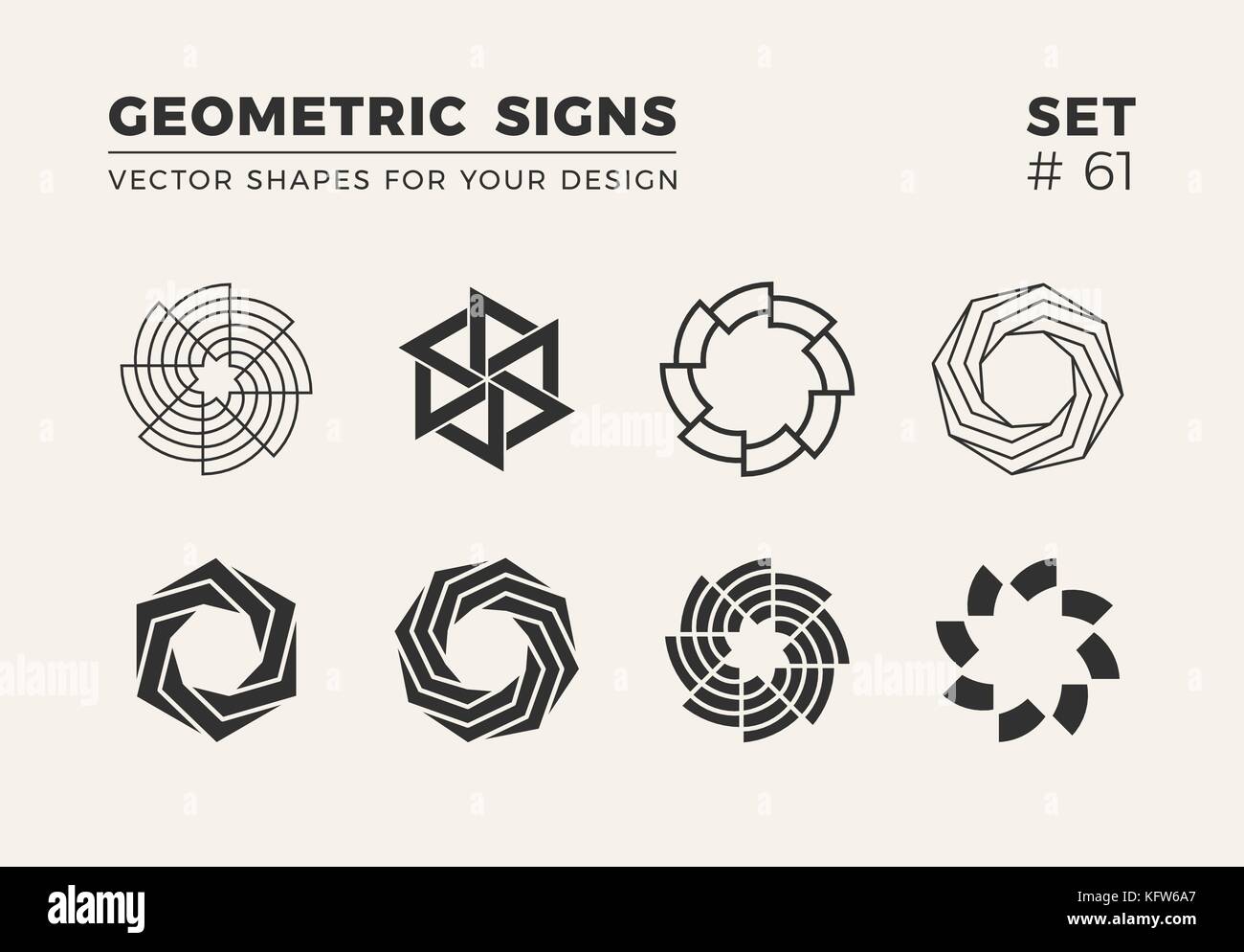 Set of eight minimalistic trendy shapes. Stylish vector logo emblems ...