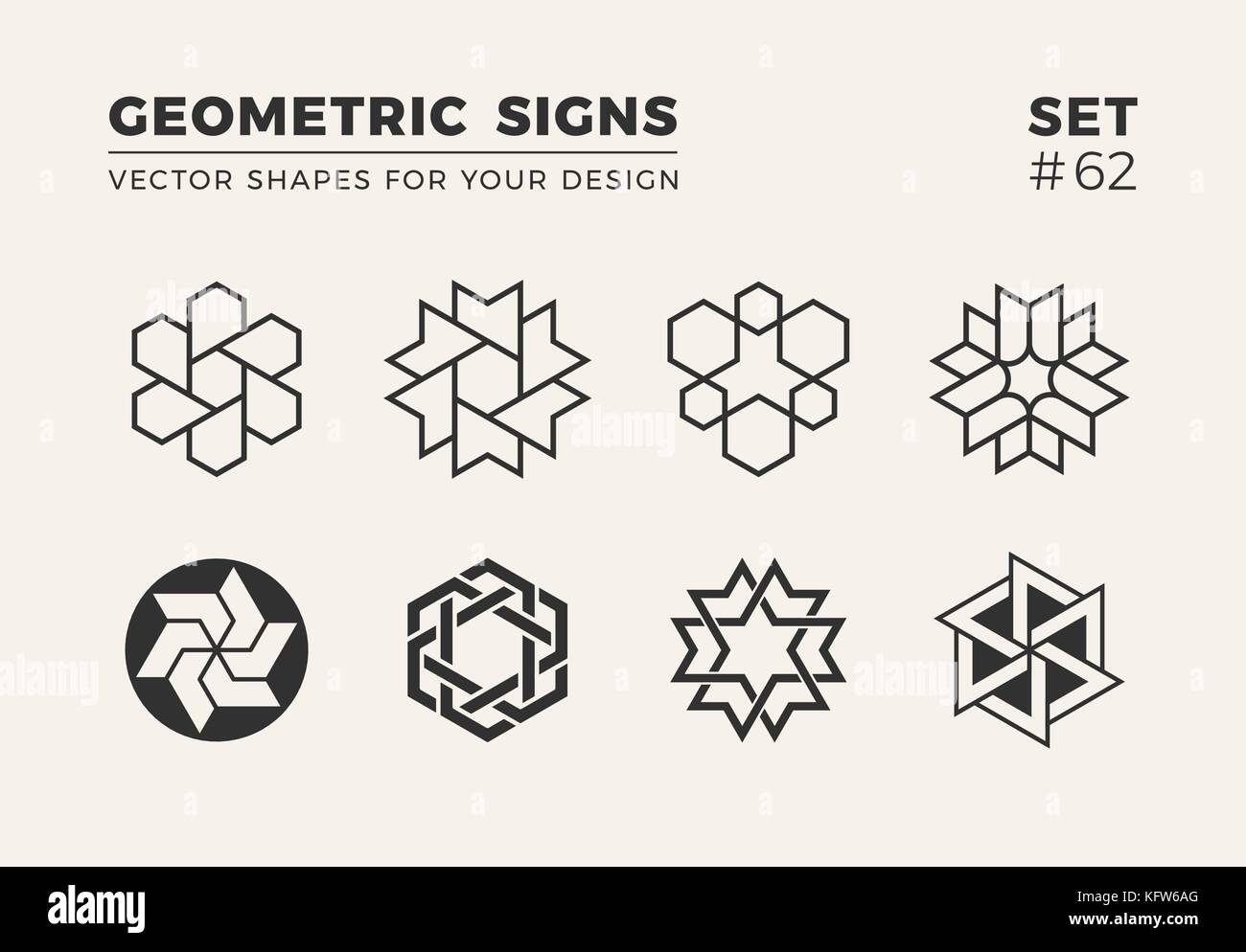 Set of eight minimalistic trendy shapes. Stylish vector logo emblems ...