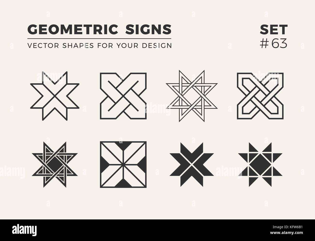 Set of eight minimalistic trendy shapes. Stylish vector logo emblems ...