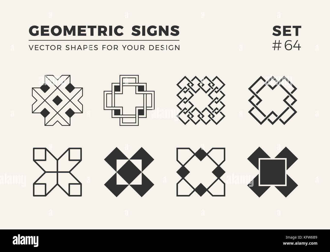 Set of eight minimalistic trendy shapes. Stylish vector logo emblems ...