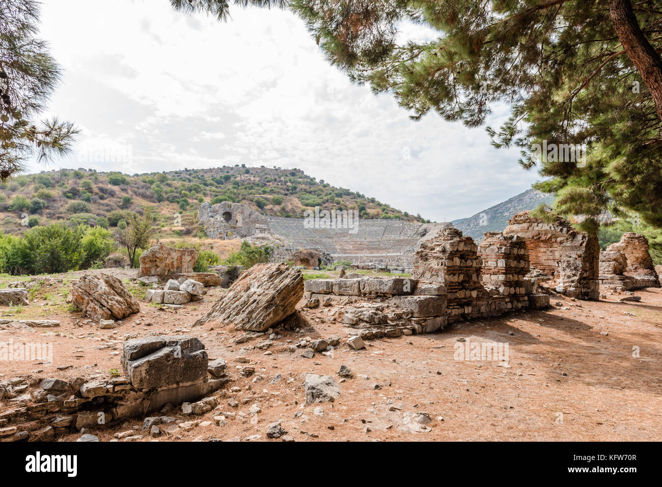 High Resolution panoramic view of Ephesus historical ancient city, in ...