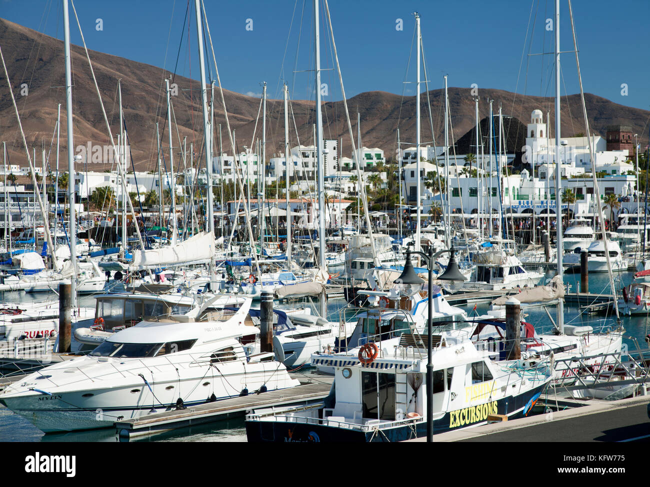 View of the Rubicon Marina, Playa Blanca, Lanzarote Stock Photo - Alamy
