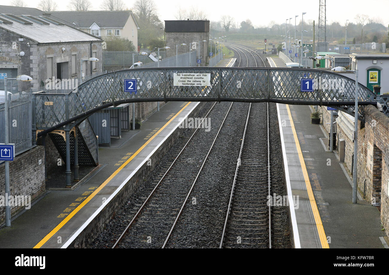 A normally busy commuter railway station in Athy, County Kildare, is ...