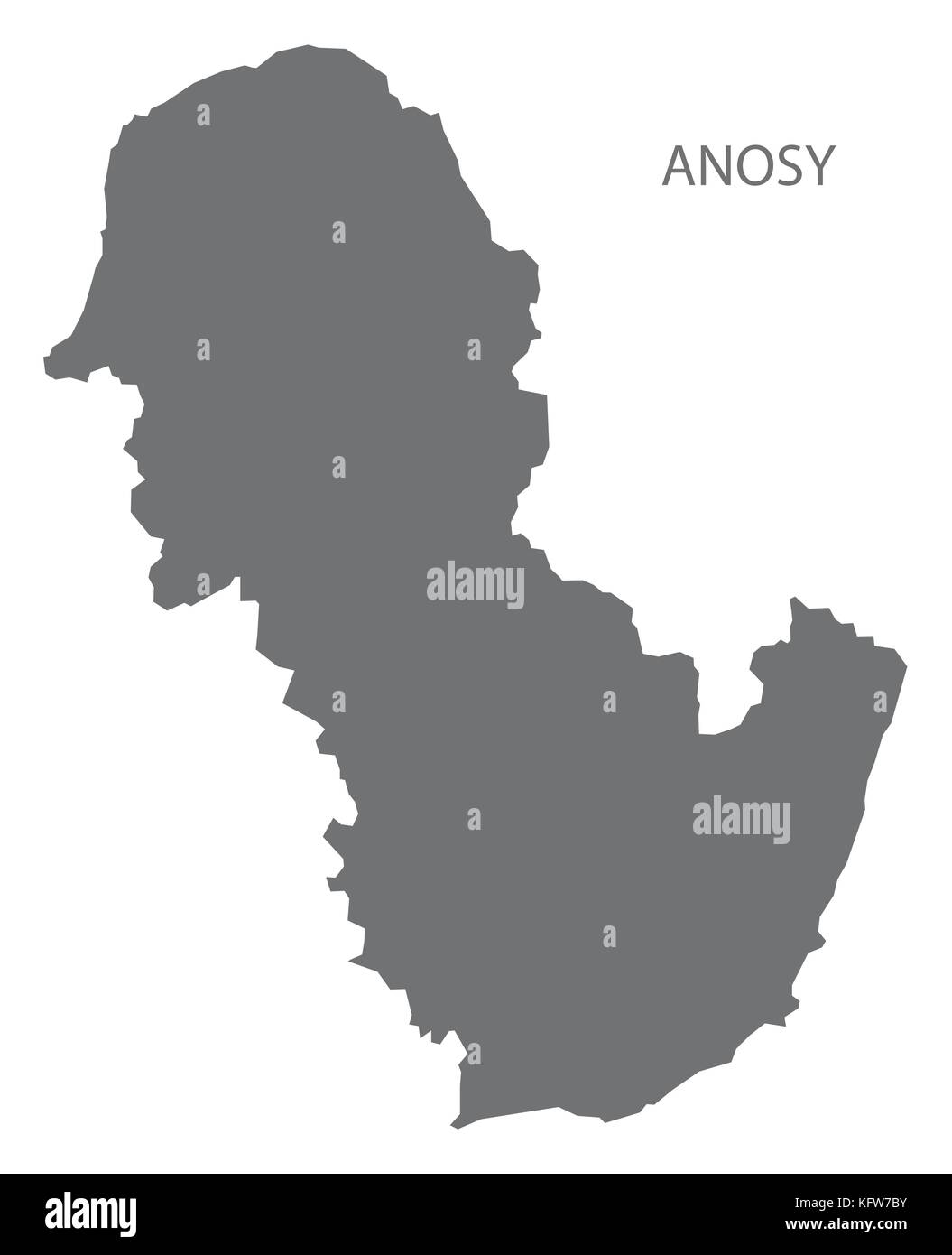 Anosy region map of Madagascar grey illustration silhouette shape Stock ...