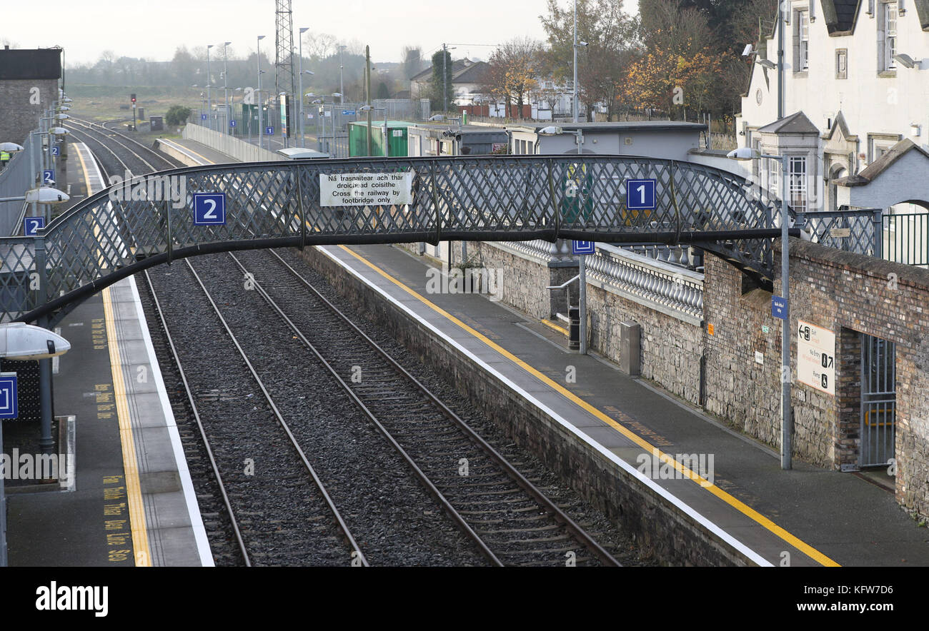 A normally busy commuter railway station in Athy, County Kildare, is ...