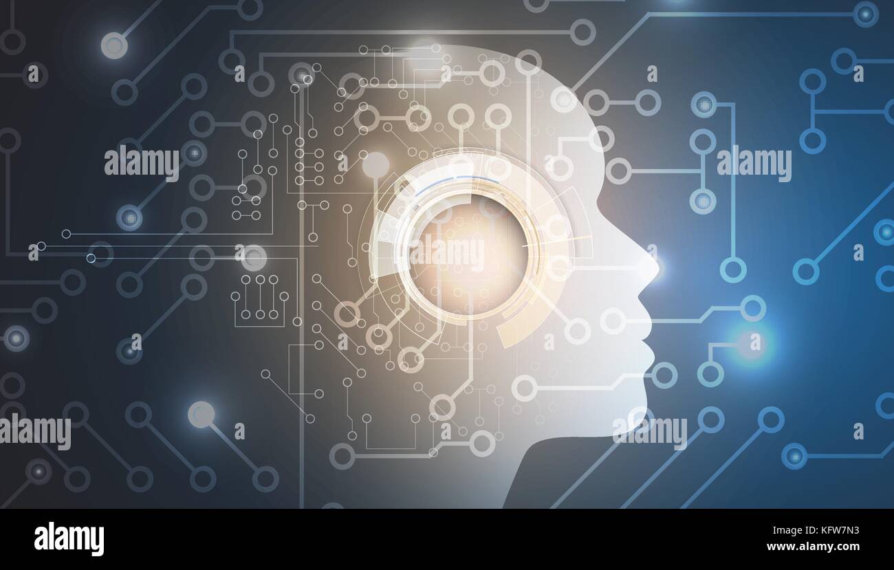 Abstract Artificial intelligence. Technology web background. Virtual ...