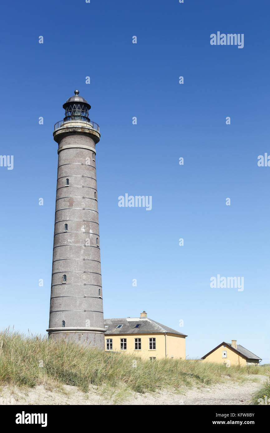 The grey lighthouse in Skagen, Denmark Stock Photo - Alamy