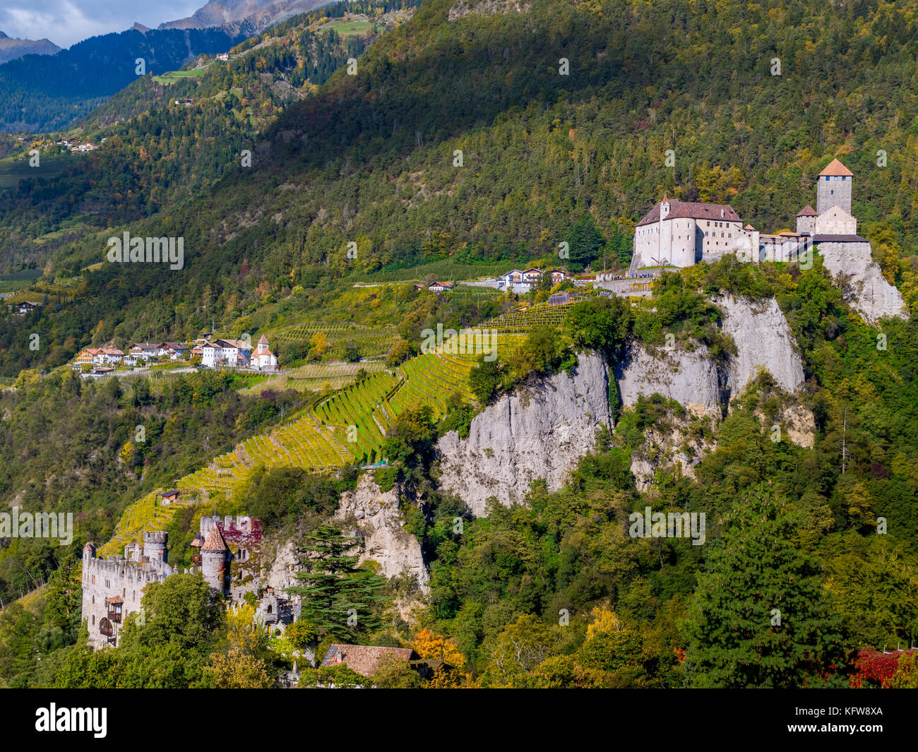 Castle Tyrol at the village Tyrol near Merano, South Tirol, Italy ...